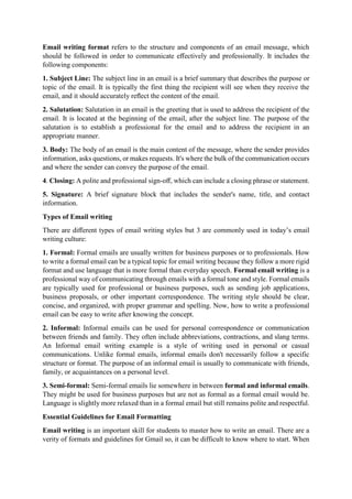 Email Writing Format Examples and Formats for Students! | PDF