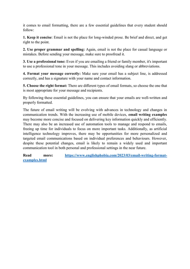 Email Writing Format Examples and Formats for Students! | PDF