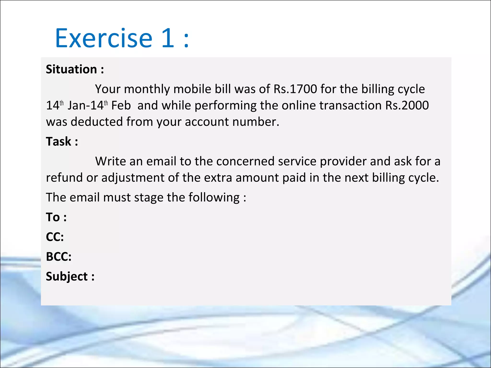 Email writing skills training exercise | PPT