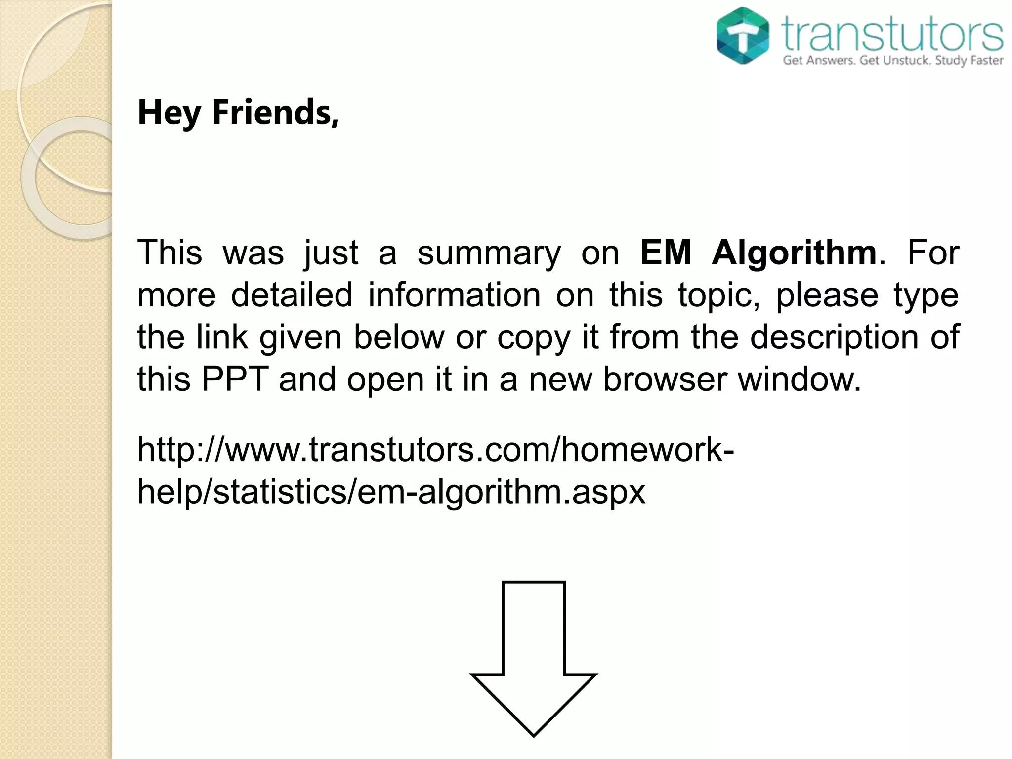 Em Algorithm Statistics Ppt