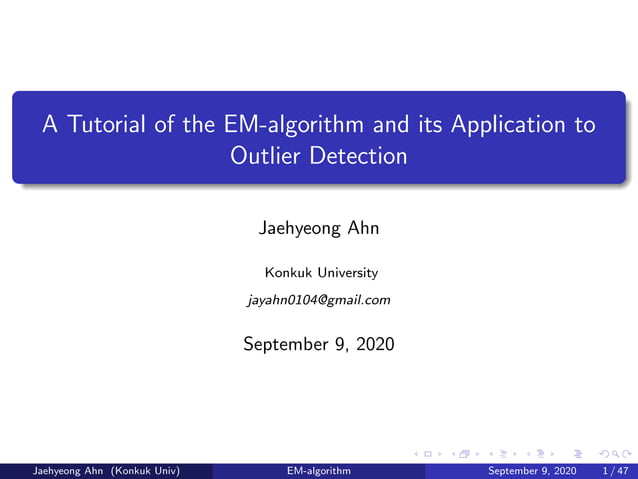 A Tutorial of the EM-algorithm and Its Application to Outlier Detection | PDF | Physics | Science