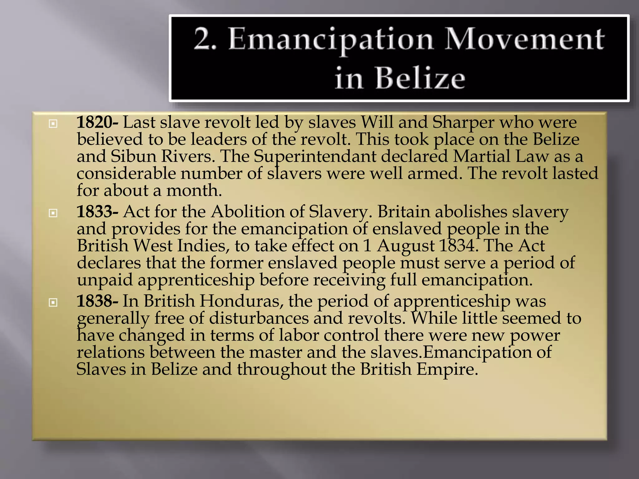 Slavery and Emancipation in Belize and the Caribbean | PPTX