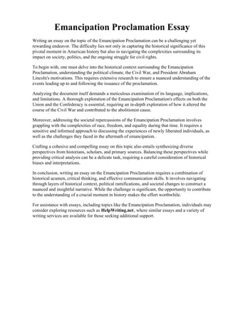 Emancipation Proclamation Essay | PDF
