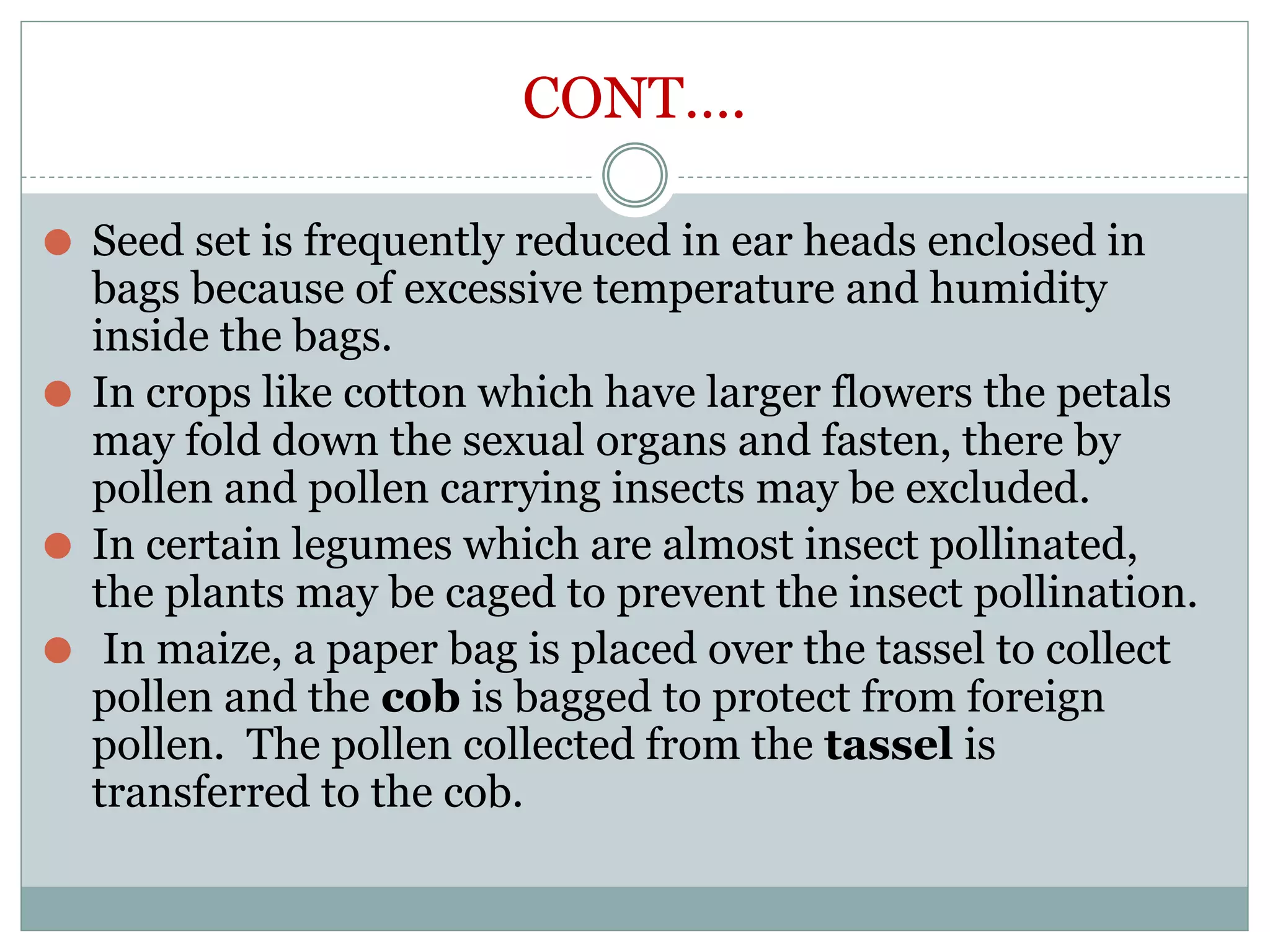 Emasculation and pollination techniques in oilseed fibres and plantation crops | PDF