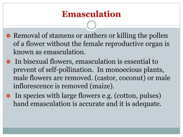 Emasculation and pollination techniques in oilseed fibres and ...