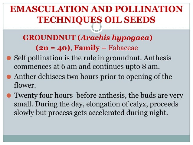 Emasculation and pollination techniques in oilseed fibres and ...