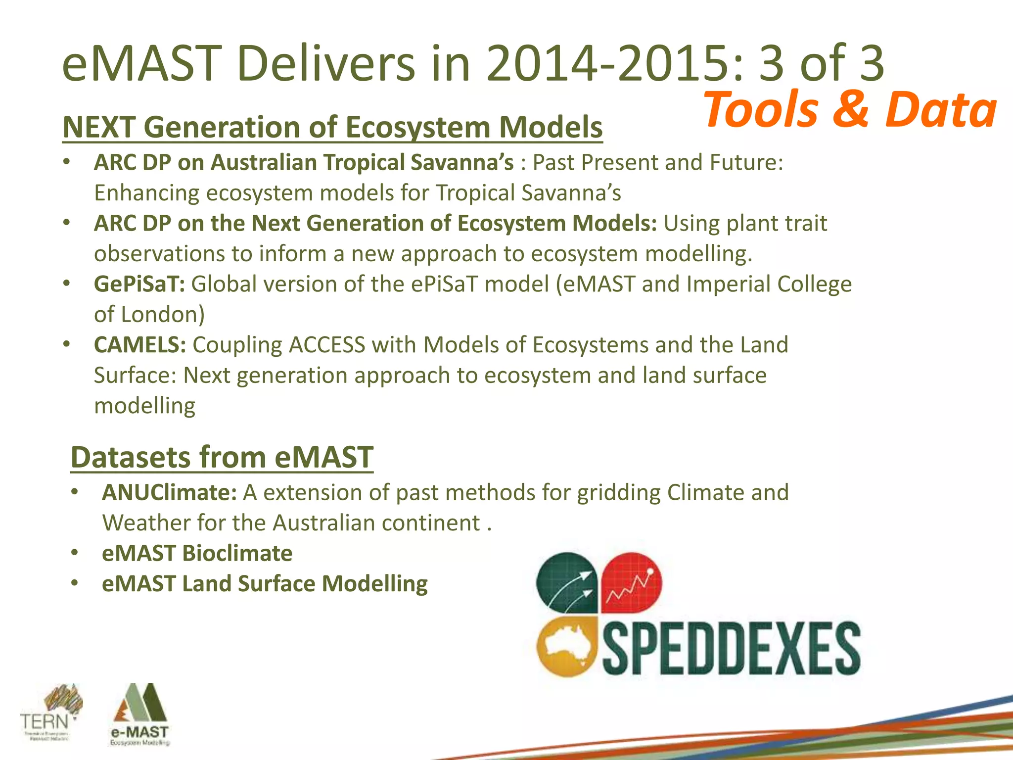 TERN eMAST : Observations and terrestrial ecosystem models ...