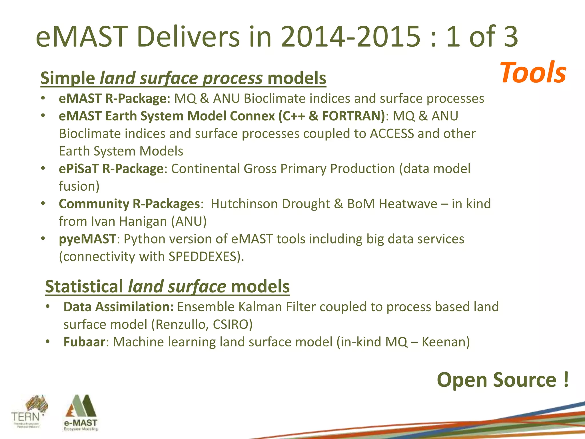 TERN eMAST : Observations and terrestrial ecosystem models ...