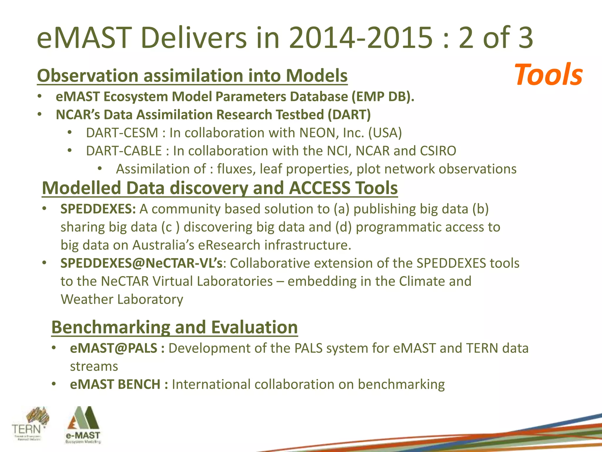 TERN eMAST : Observations and terrestrial ecosystem models ...