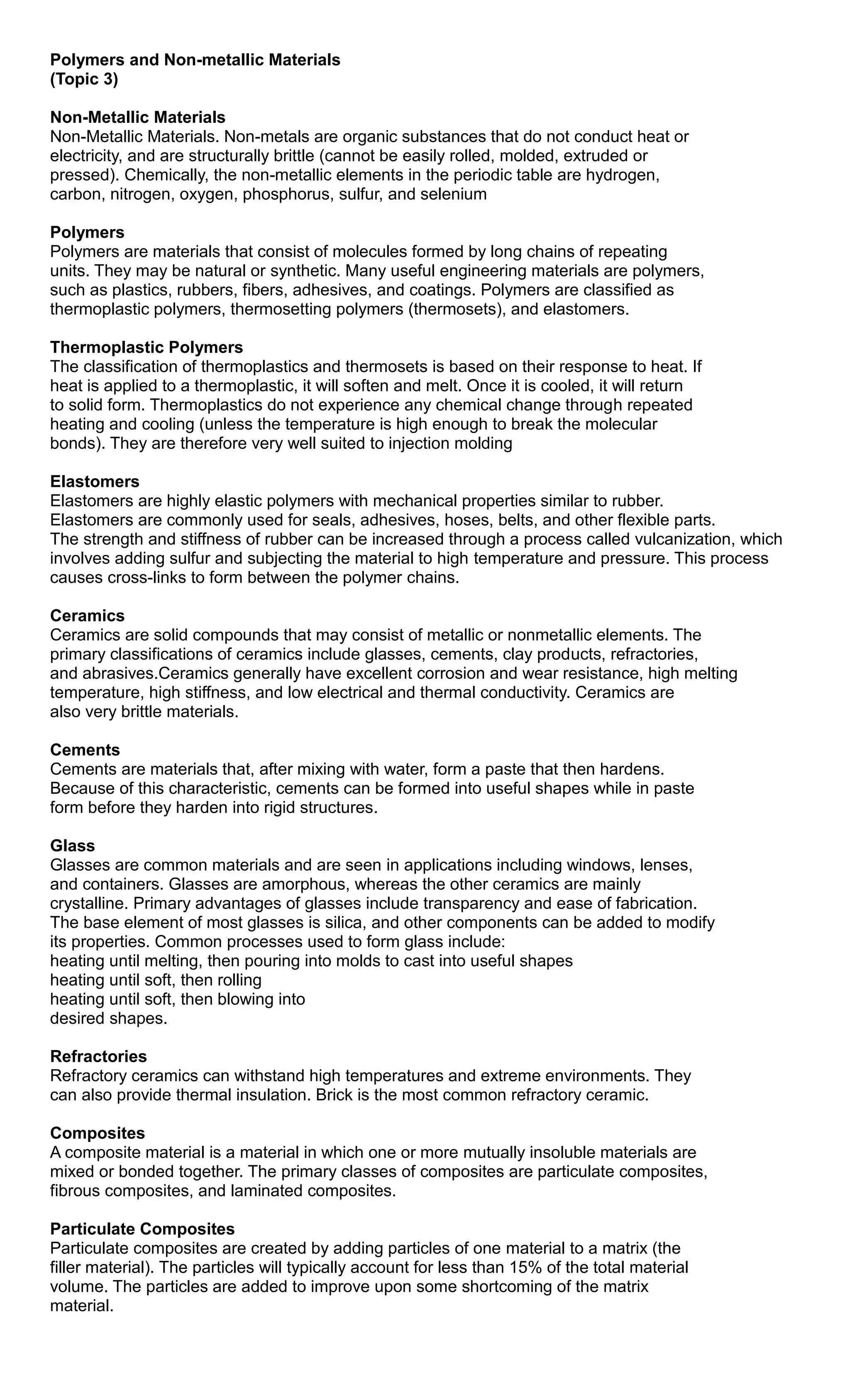 Engineering Materials: Polymers and Non- metallic Materials | DOCX