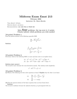 Emat 213 midterm 1 winter 2006 | PDF