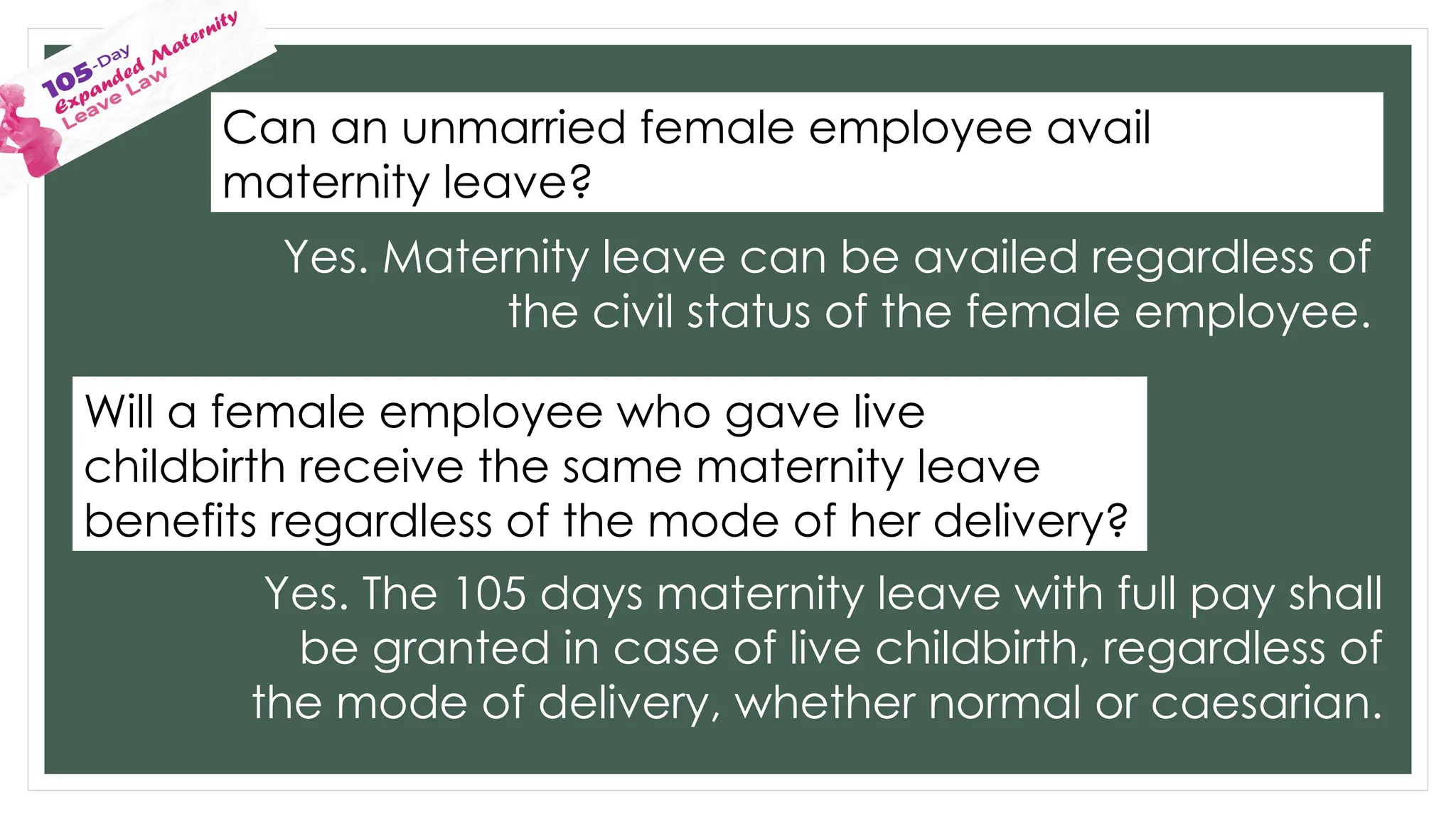 105-day Expanded Maternity Leave Under Republic Act 11201 | PPTX