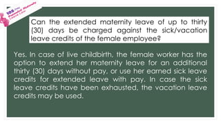 105-day Expanded Maternity Leave Under Republic Act 11201 | PPTX
