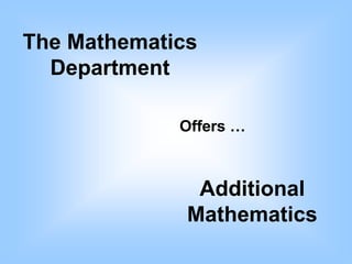 Additional Mathematics | PDF