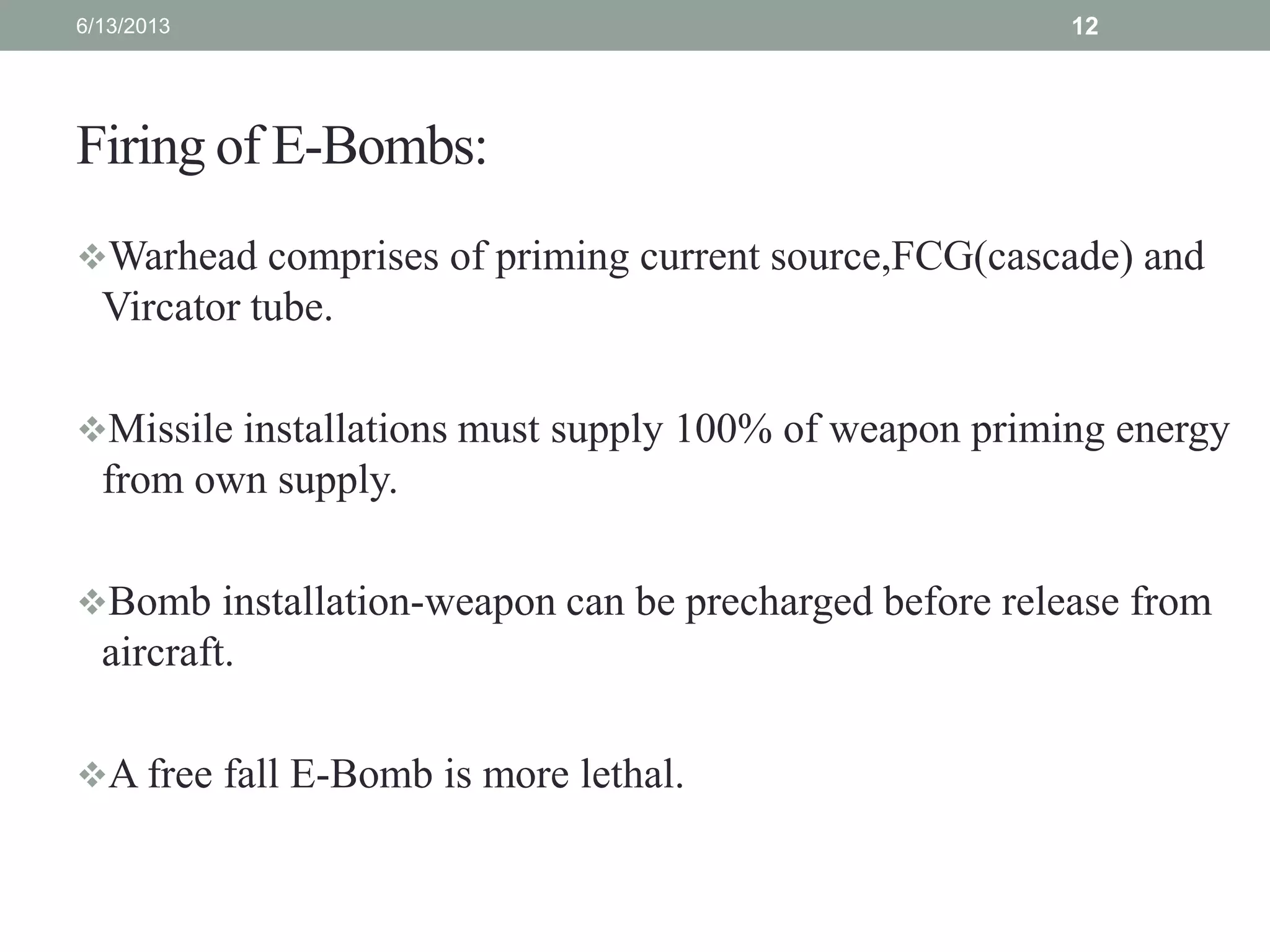 ELECTROMAGNETIC BOMB (EMB) SEMINAR PRESENTATION | PPTX | Physics | Science