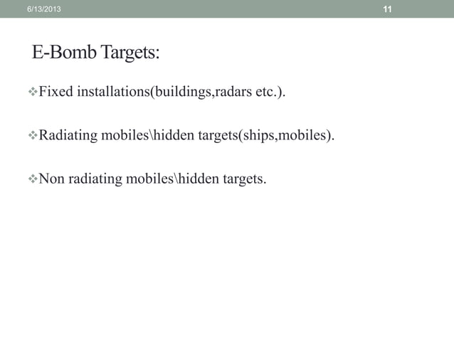 ELECTROMAGNETIC BOMB (EMB) SEMINAR PRESENTATION | PPTX | Physics | Science