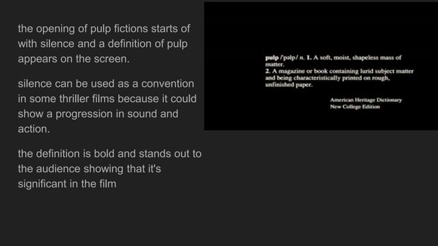 Opening sequences to pulp fiction | PPTX | Action/Adventure | Genres
