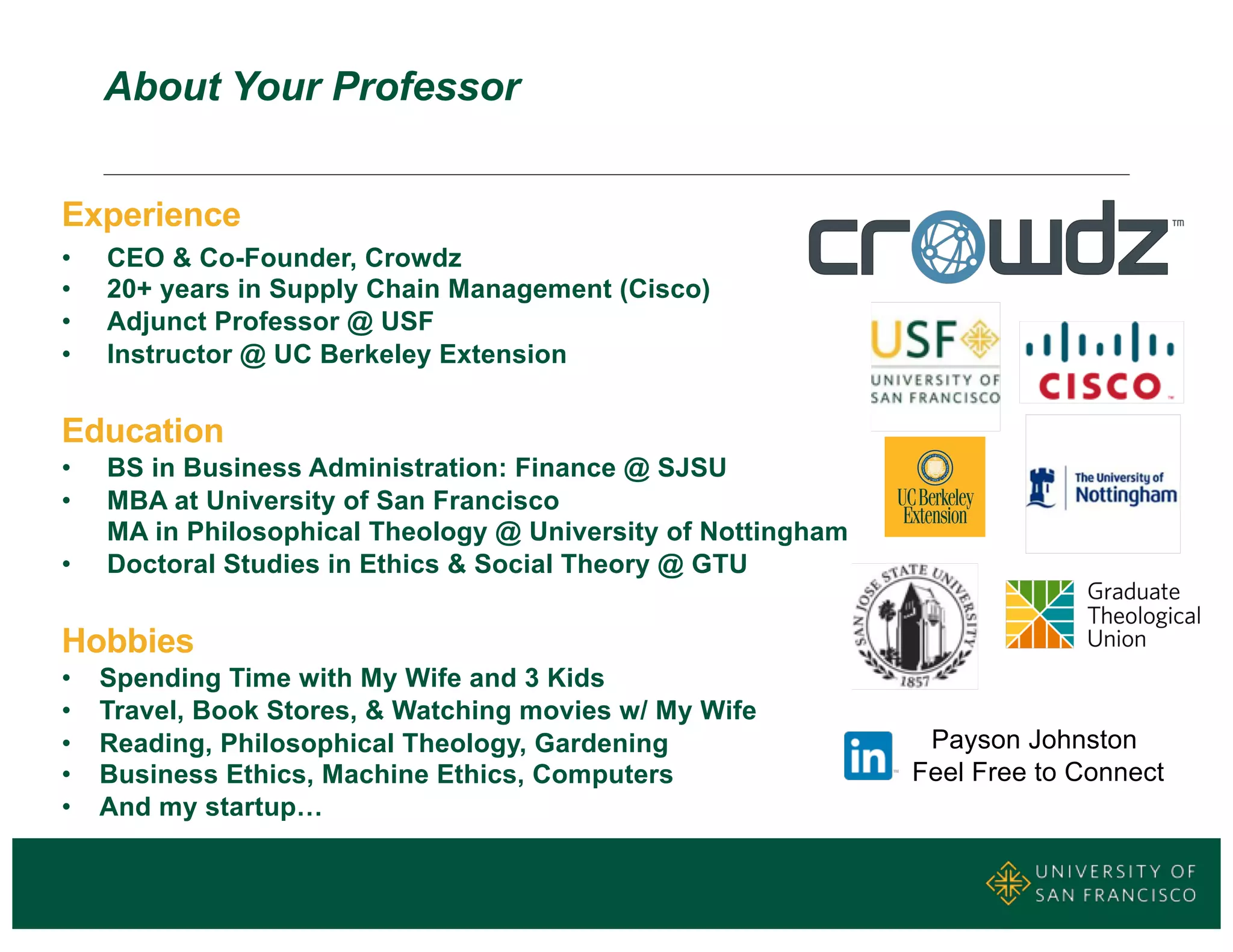 USF EMBA Lecture 1 - Introductions to Supply Chain Management | PPT