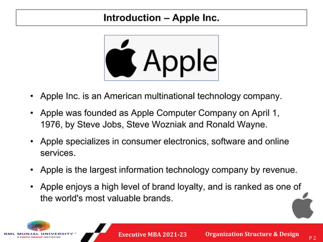 Organizational Structure Analysis Apple Inc. | PPTX