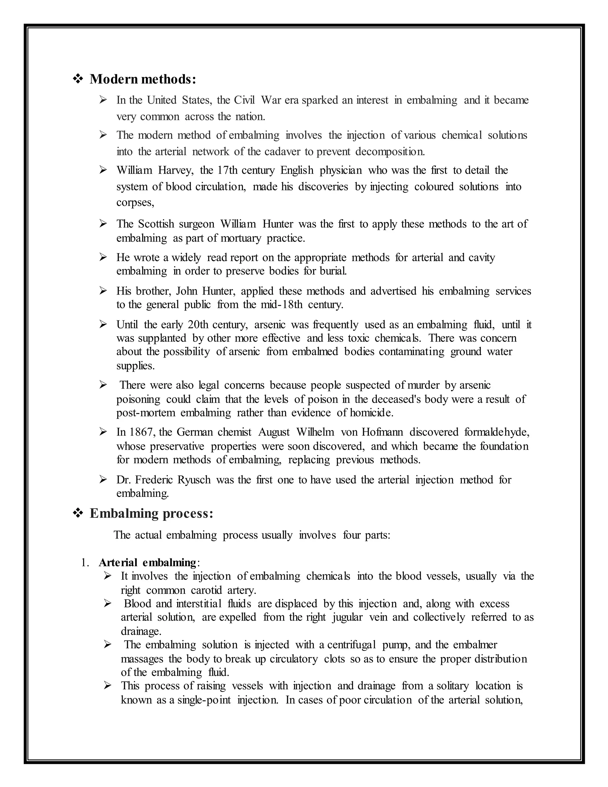 Embabling of cadavers | DOCX