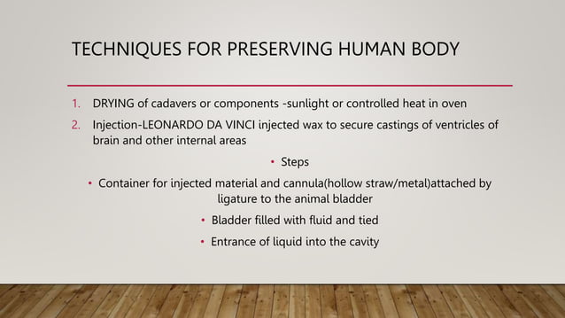 embalming introduction and types anatomy | PPTX | First Aid | Injuries