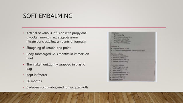 embalming introduction and types anatomy | PPTX | First Aid | Injuries