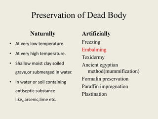Embalming diagnosis and m.l aspect | PPTX