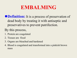 Embalming diagnosis and m.l aspect | PPTX