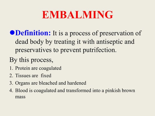 Embalming diagnosis and m.l aspect | PPTX | First Aid | Injuries