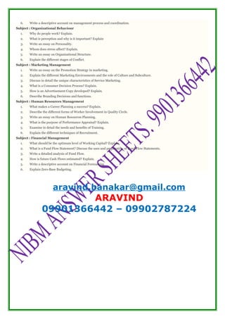 Emba , mba, nibm answer sheets. 9901366442 | PDF