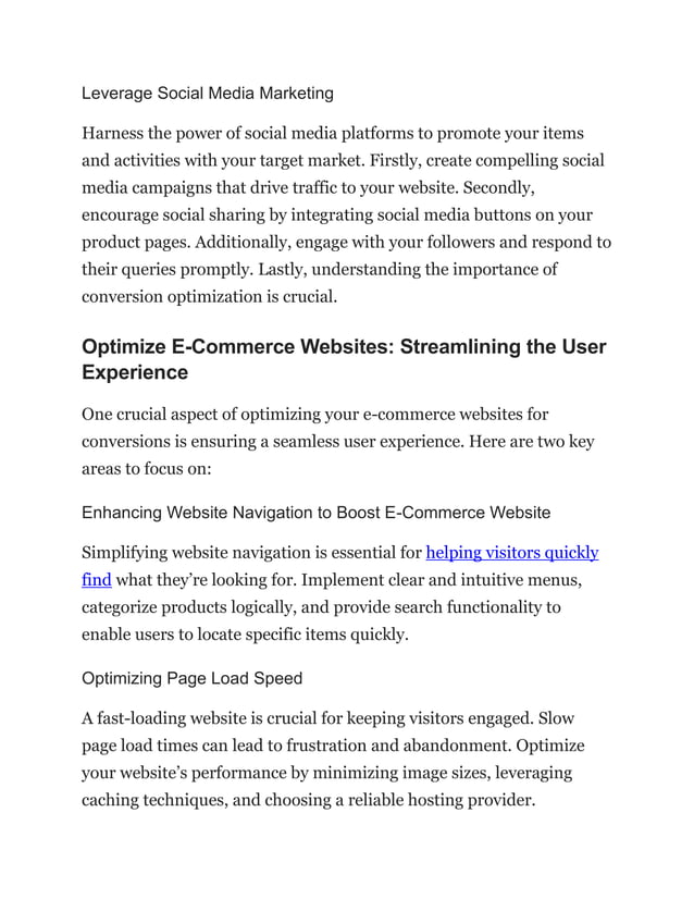 Ecommerce website Optimizing for success | PDF
