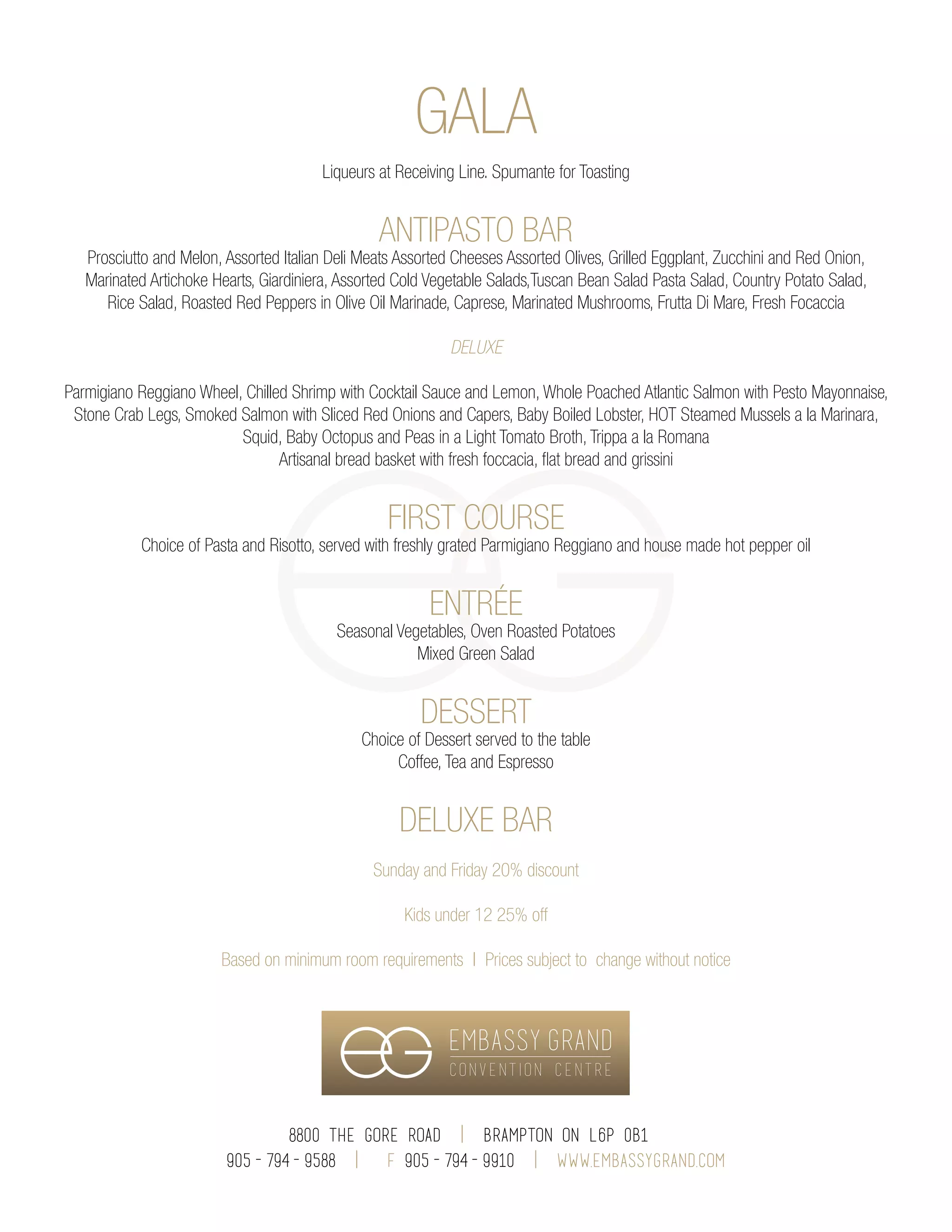 Embassy Grand Convention Centre - CORPORATE MENU PACKAGES | PDF