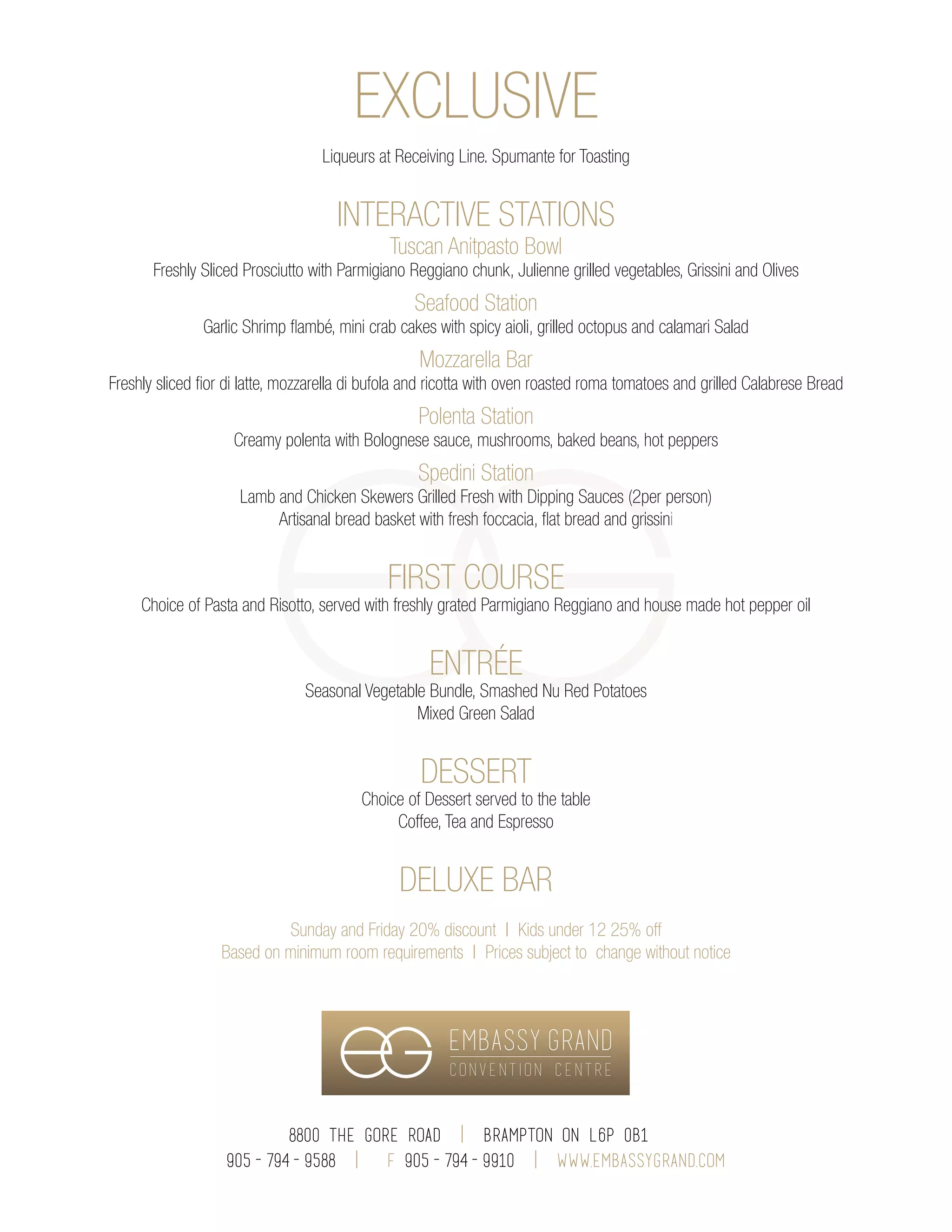 Embassy Grand Convention Centre - CORPORATE MENU PACKAGES | PDF