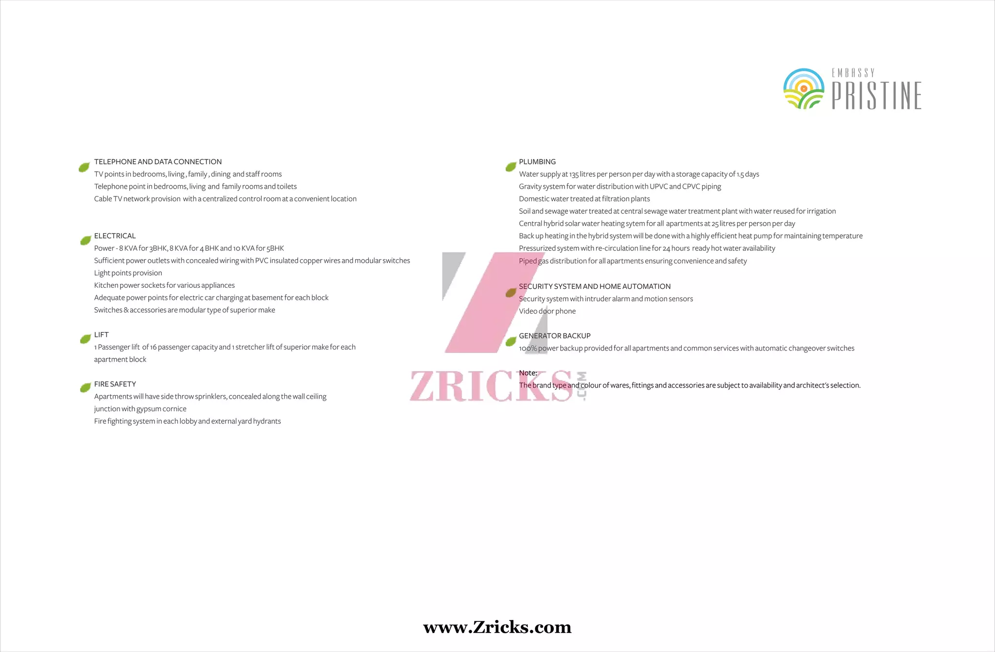 Embassy Pristine Brochure | PDF