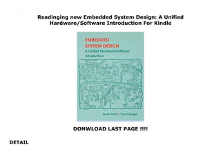Readinging new Embedded System Design: A Unified Hardware/Software ...