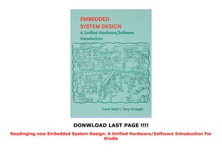 Readinging new Embedded System Design: A Unified Hardware/Software ...
