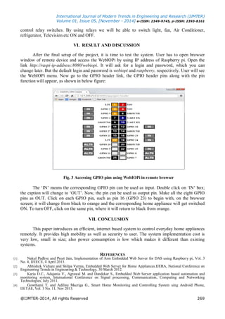 Embedded Web Server based Home Automation using Raspberry PI | PDF