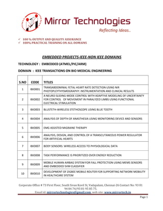 Embedded biomedical project titles: prepared by KENENI BENTI from ...
