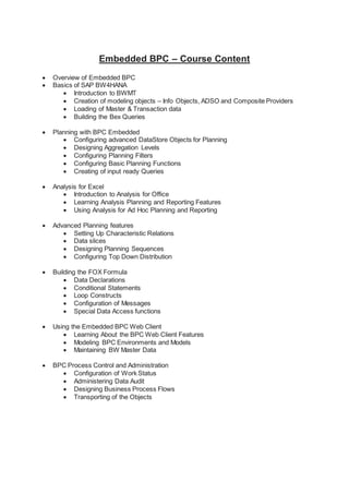 Embedded bpc – course content | PDF
