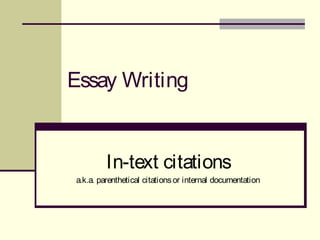 In-Text Citations (essay-writing) | PPT