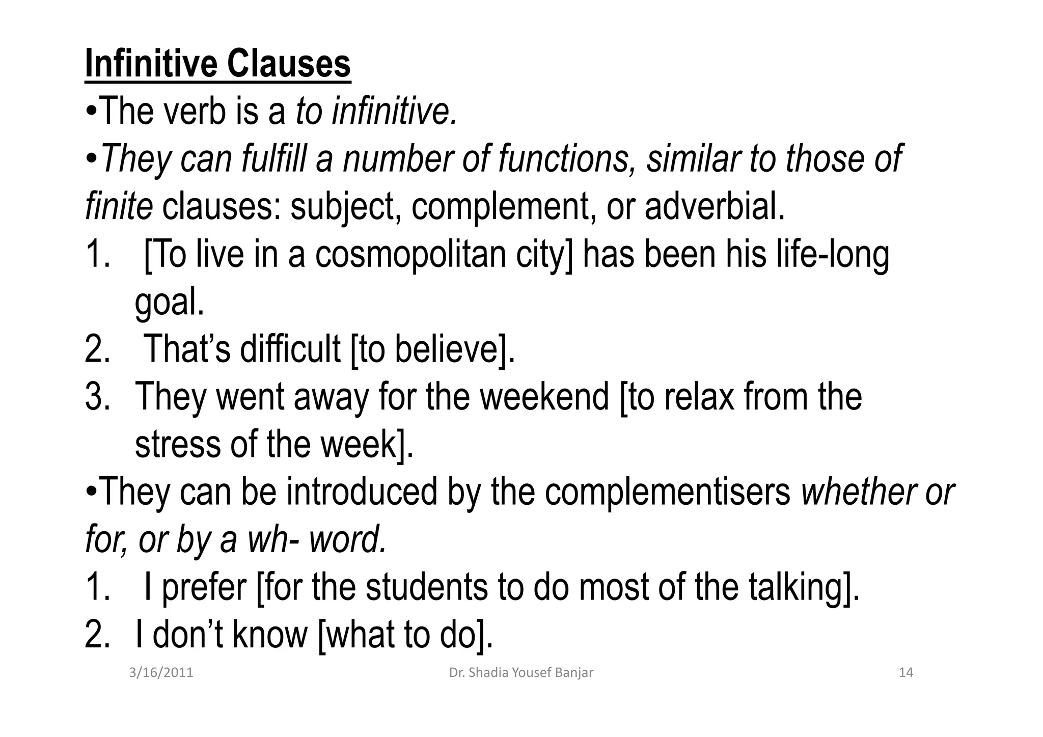 Embedded clauses, presentation 6 | PDF