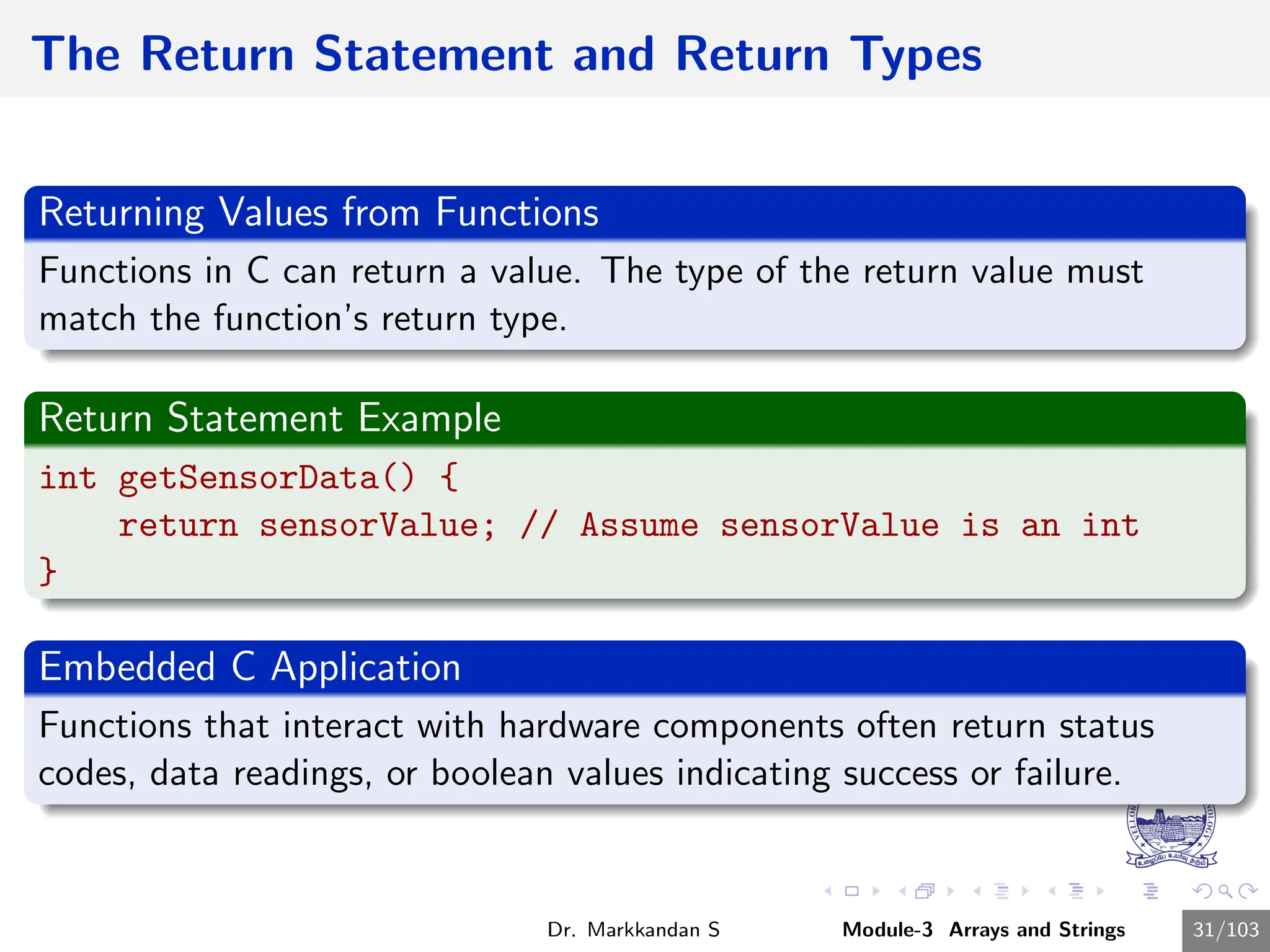 Embedded C Programming Module 3 Presentation Pdf
