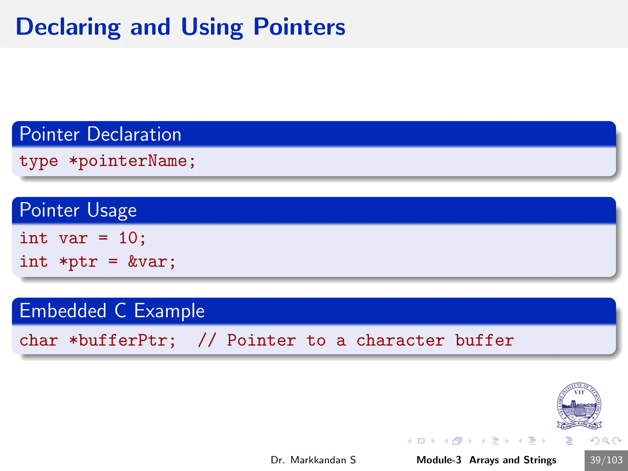 Embedded C Programming Module 3 Presentation Ppt
