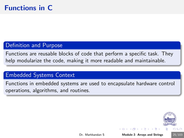 Embedded C Programming Module 3 Presentation | PDF