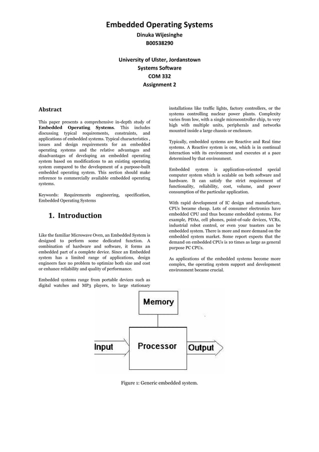 Embedded operating systems | PDF