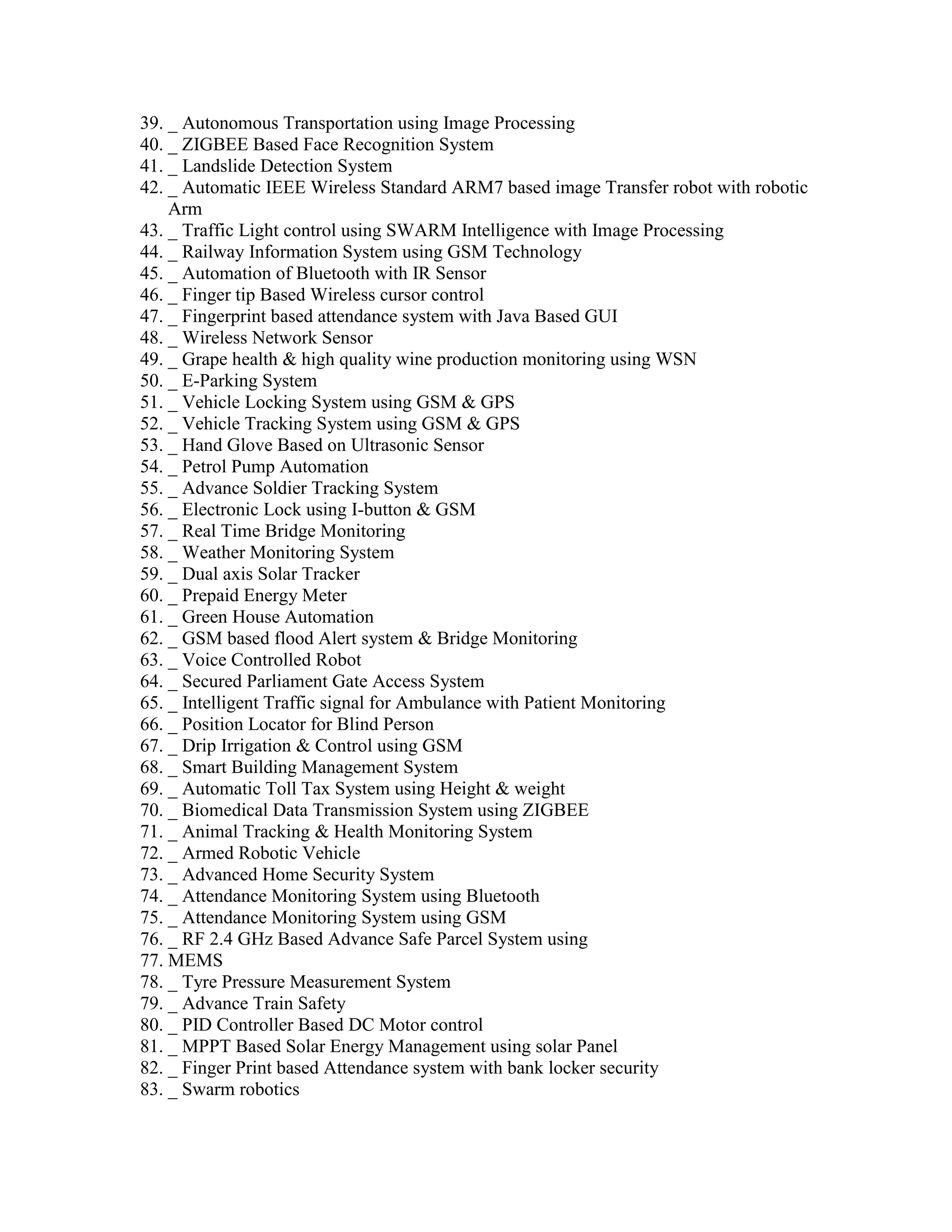 Embedded project list | PDF