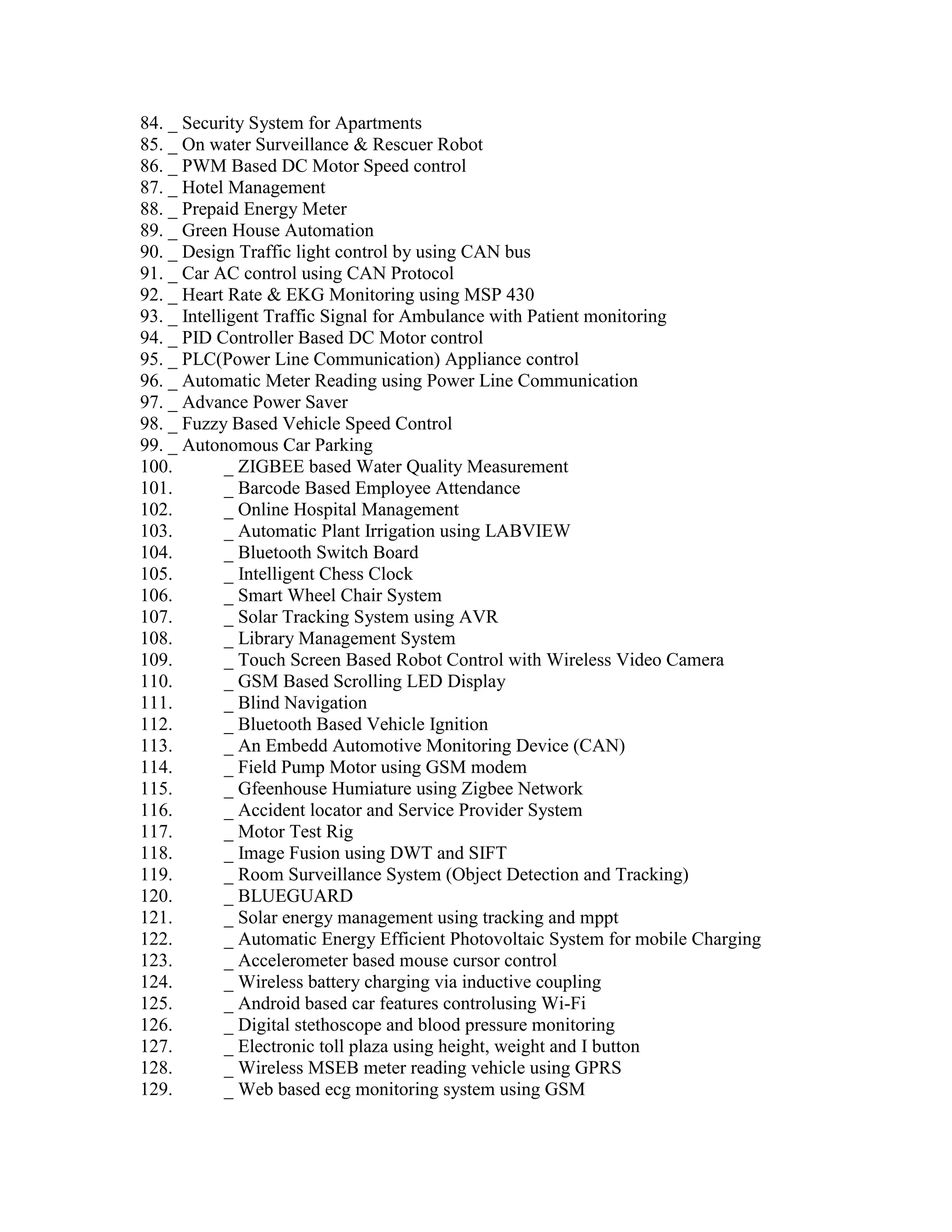 Embedded project list | PDF