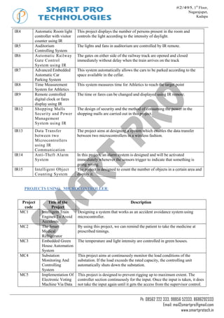 Embedded projects list 2013 14 | PDF | Internet of Things | Internet