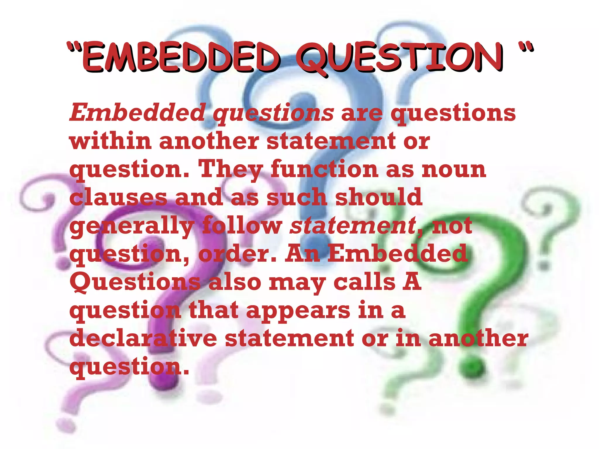 Embedded question | PPT | Free Download