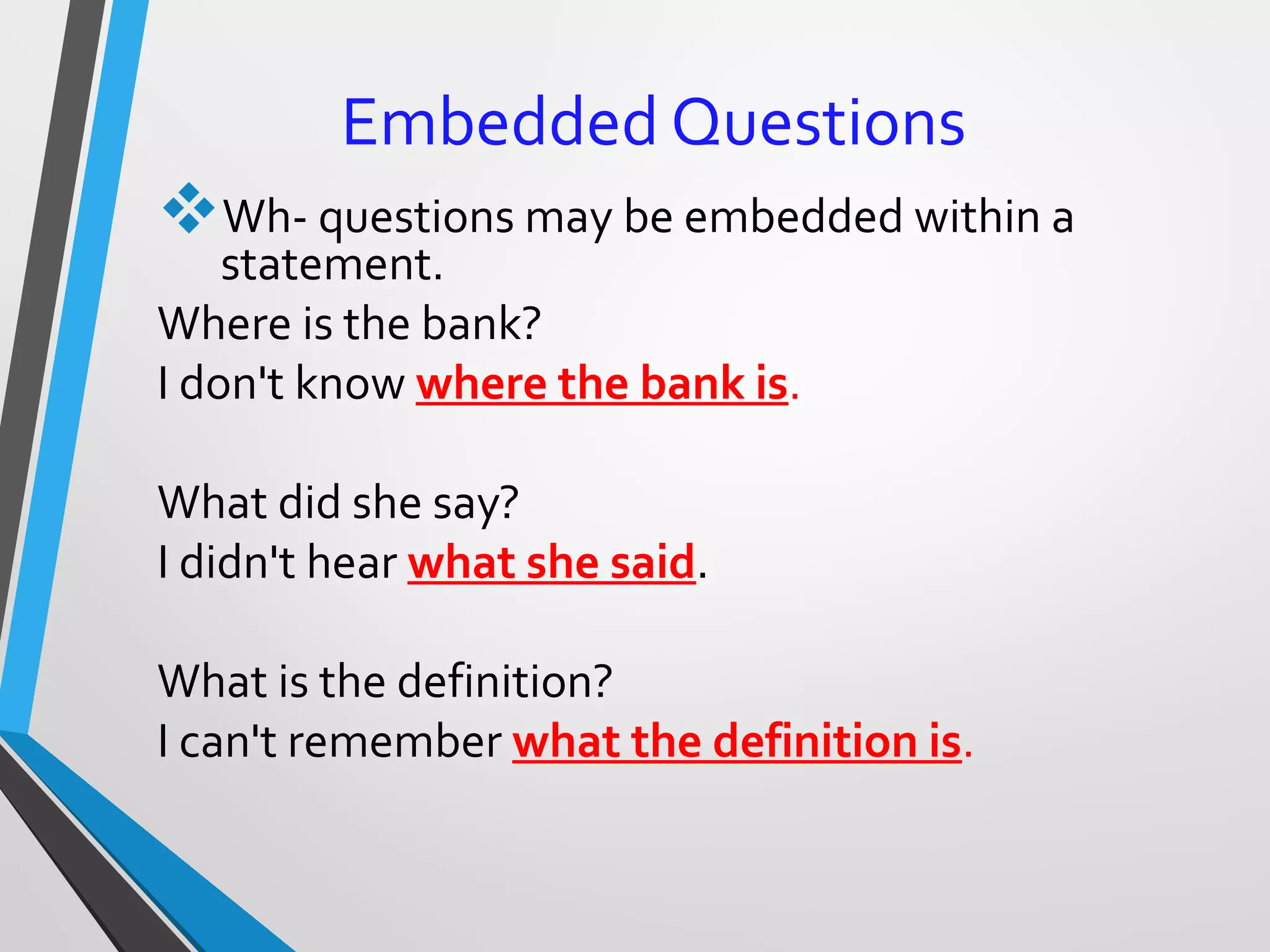 Embedded questions | PPT